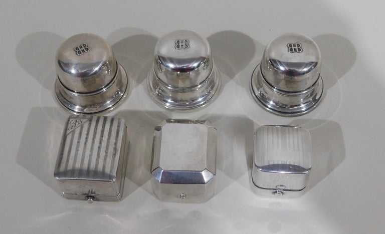 Lot of Six Sterling Silver Ring Boxes English Stamps Birks Canadian at ...