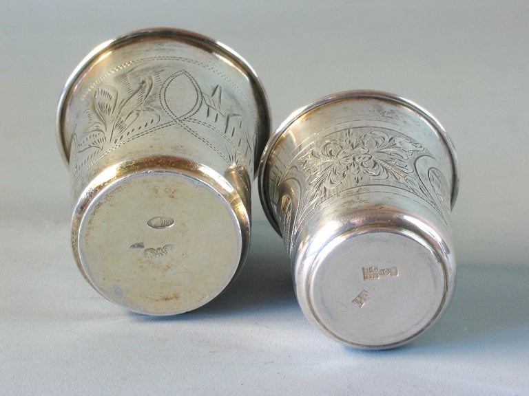 Lot of Two Imperial Russian Silver Vodka Cups For Sale at 1stDibs