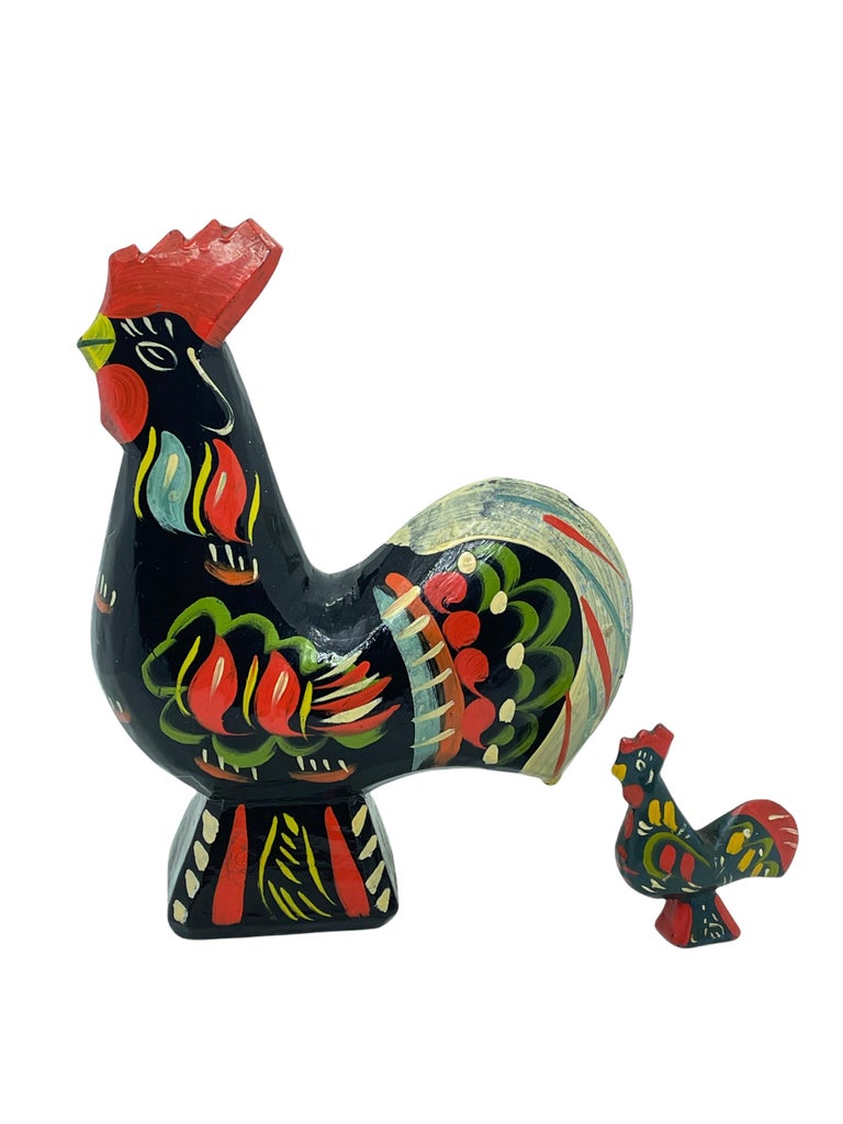 Lot of Two Vintage Swedish Dala Rooster Chicken by Nils Olsson, Sweden ...