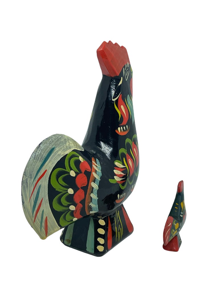 Lot of Two Vintage Swedish Dala Rooster Chicken by Nils Olsson, Sweden ...