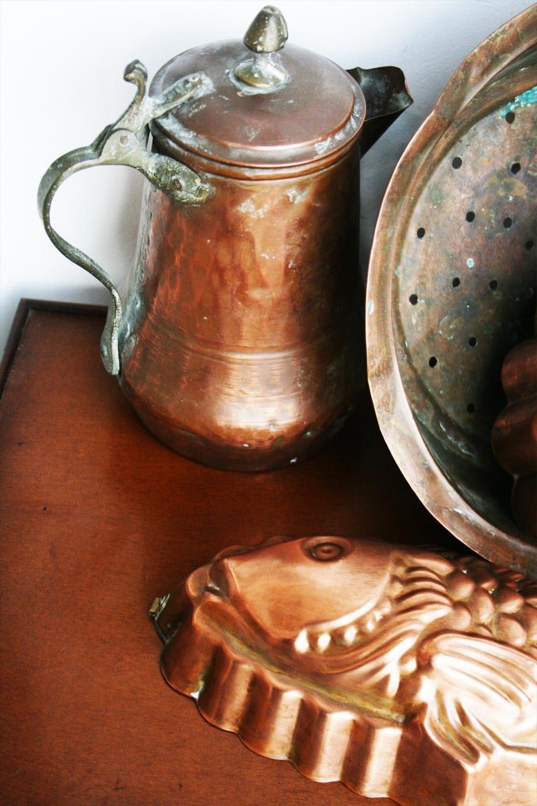 Lot Old Copper Molds and Utensils to Decorate Your Kitchen For Sale at ...