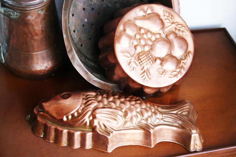 Lot Old Copper Molds and Utensils to Decorate Your Kitchen For Sale at ...