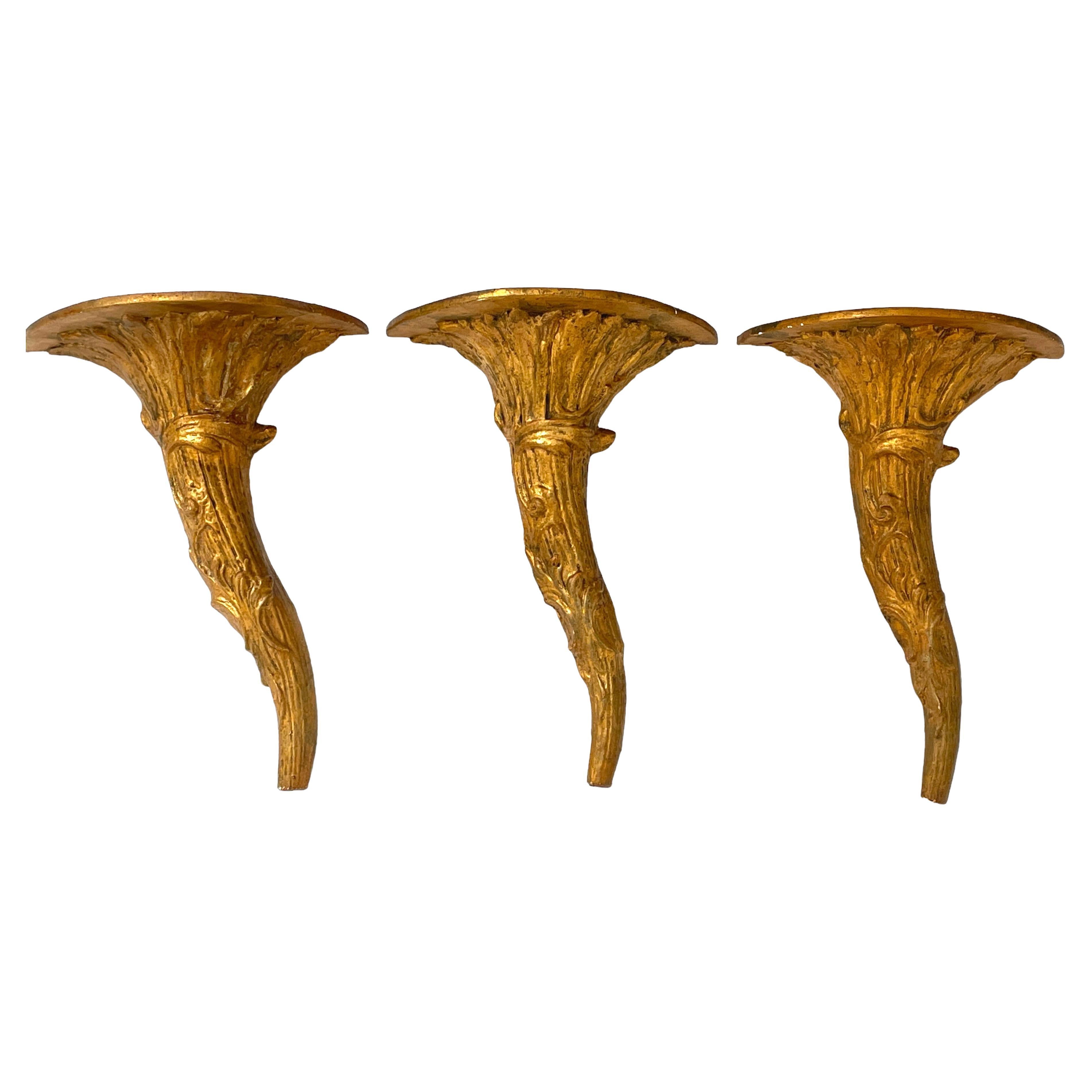 Gilded Tole Wall Mount Console Bracket Hollywood Regency Style Vintage ...