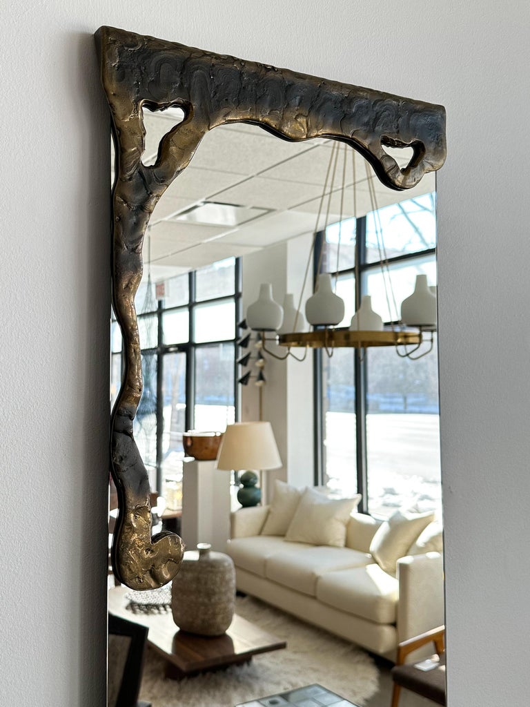 Lothar Klute Sculptural Bronze Framed Wall Mirror For Sale at 1stDibs