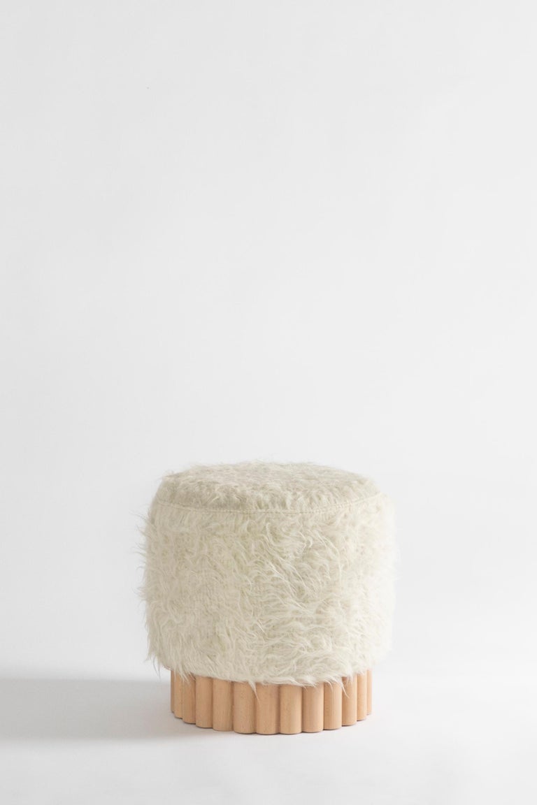 LOTO Pouf in Long Pile Shag Wool by Peca For Sale at 1stDibs