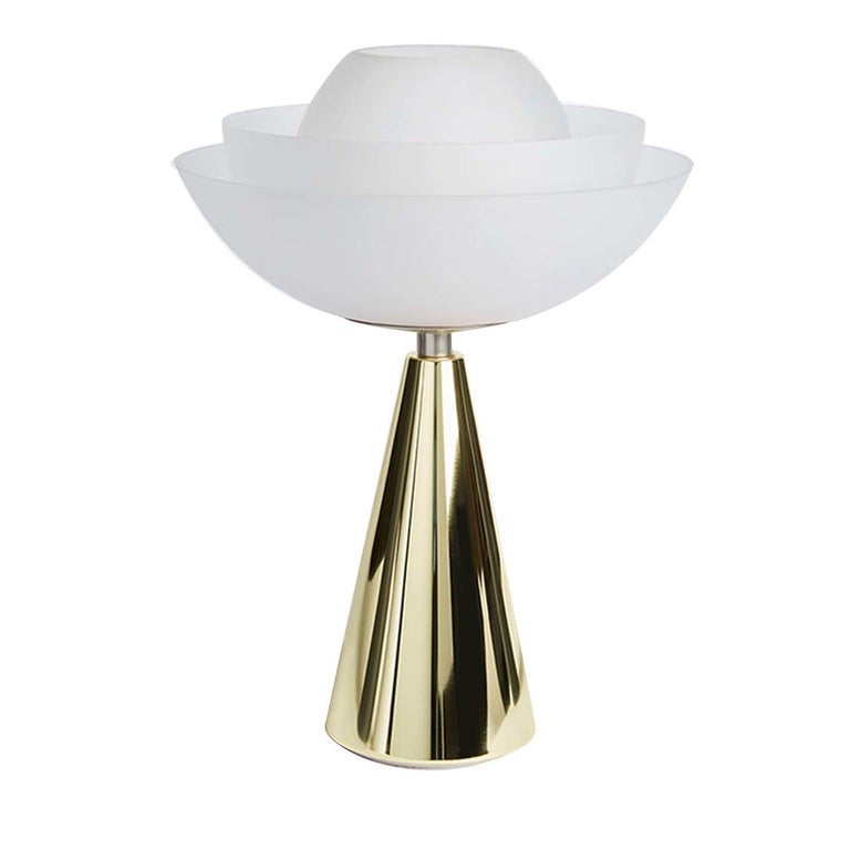 Lotus Champagne Gold Table Lamp For Sale at 1stDibs