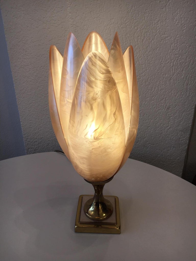 Lotus Shaped Table Lamp by Rougier, Canada, circa 1970s For Sale at 1stDibs