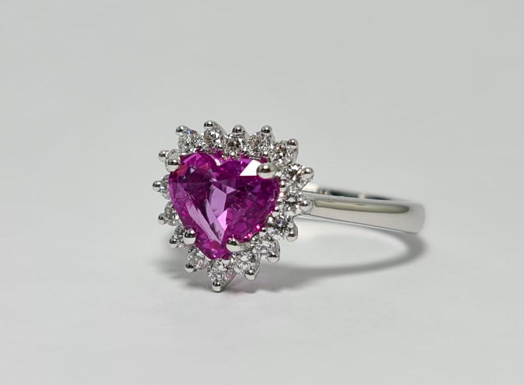 Lotus Unheated Hot Pink 1.51Ct Sapphire Heart 18k white gold Diamond ...