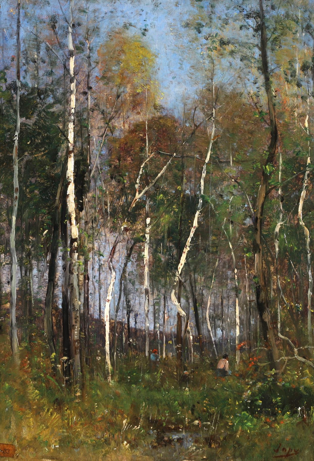 Louis Aimé Japy - Sous Bois - Barbizon Figures in Landscape Oil ...