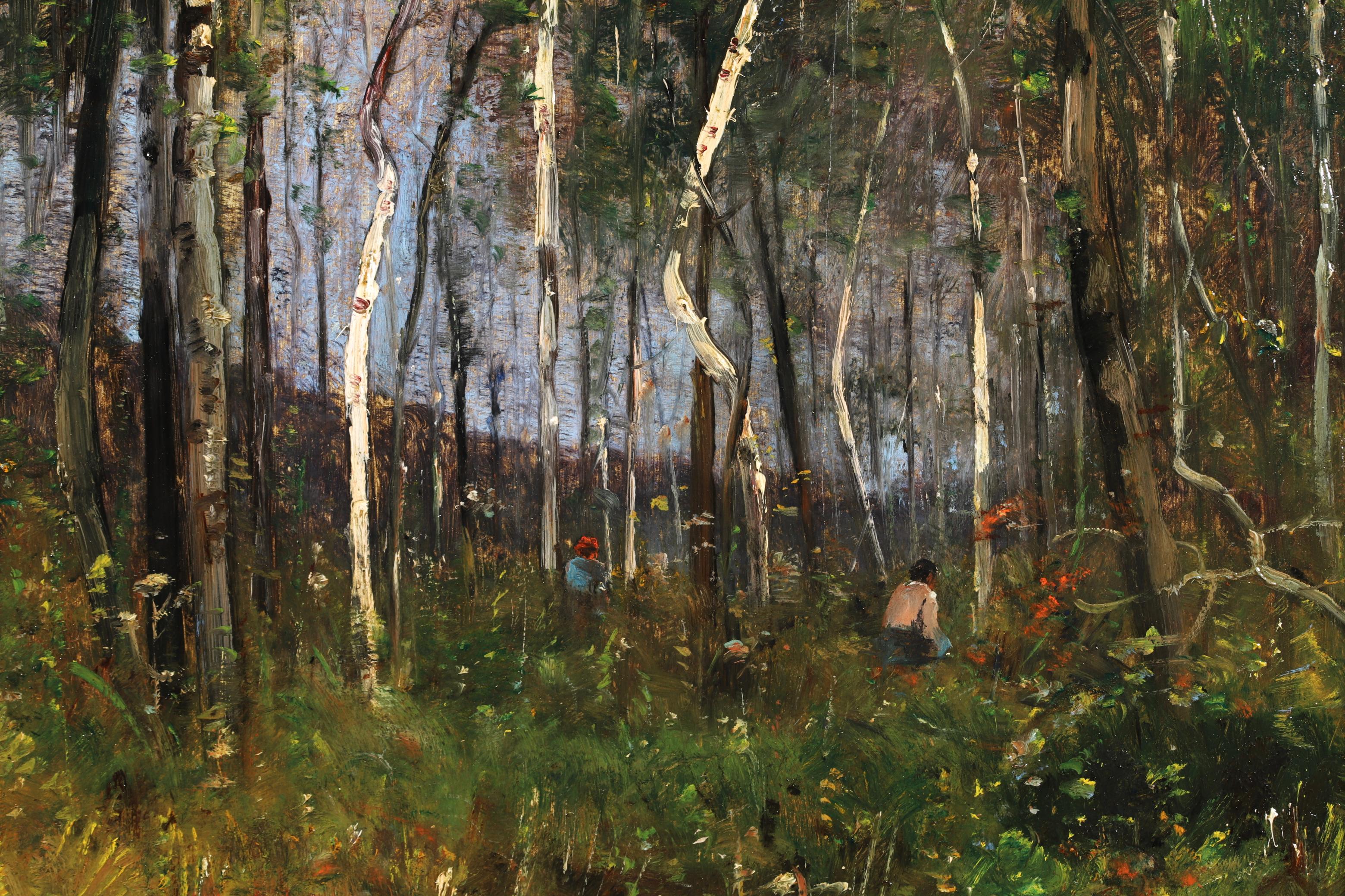 Louis Aimé Japy - Sous Bois - Barbizon Figures in Landscape Oil ...