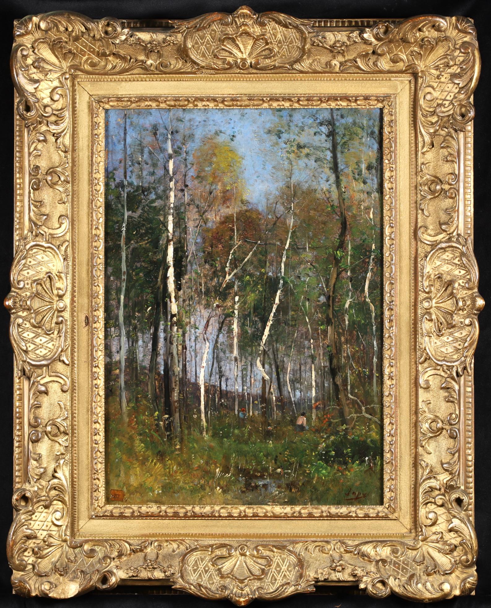Louis Aimé Japy - Sous Bois - Barbizon Figuras en paisaje Pintura al ...
