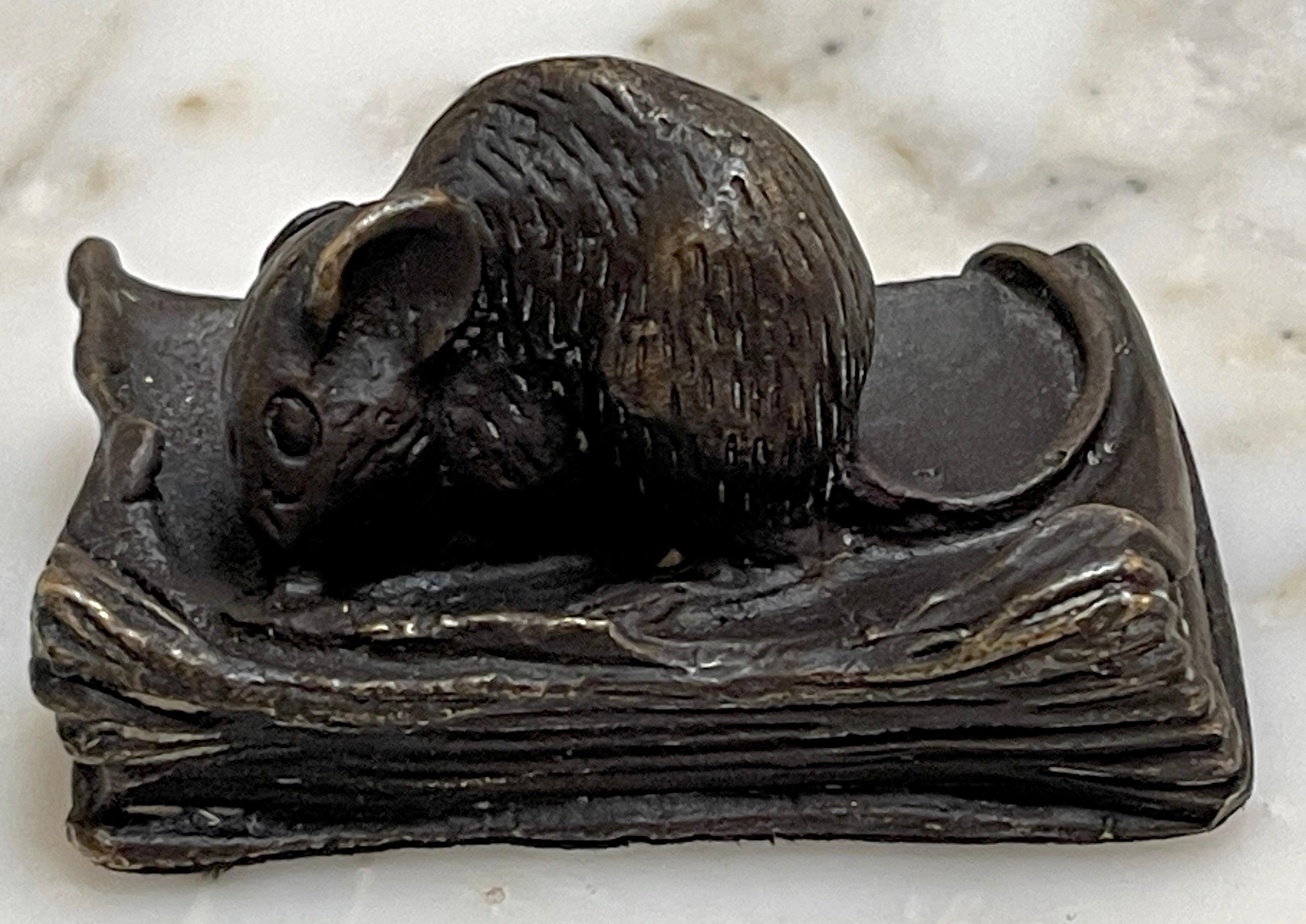 Louis-Albert Carvin Bronze Sculpture of a Mouse Resting on a Book For ...