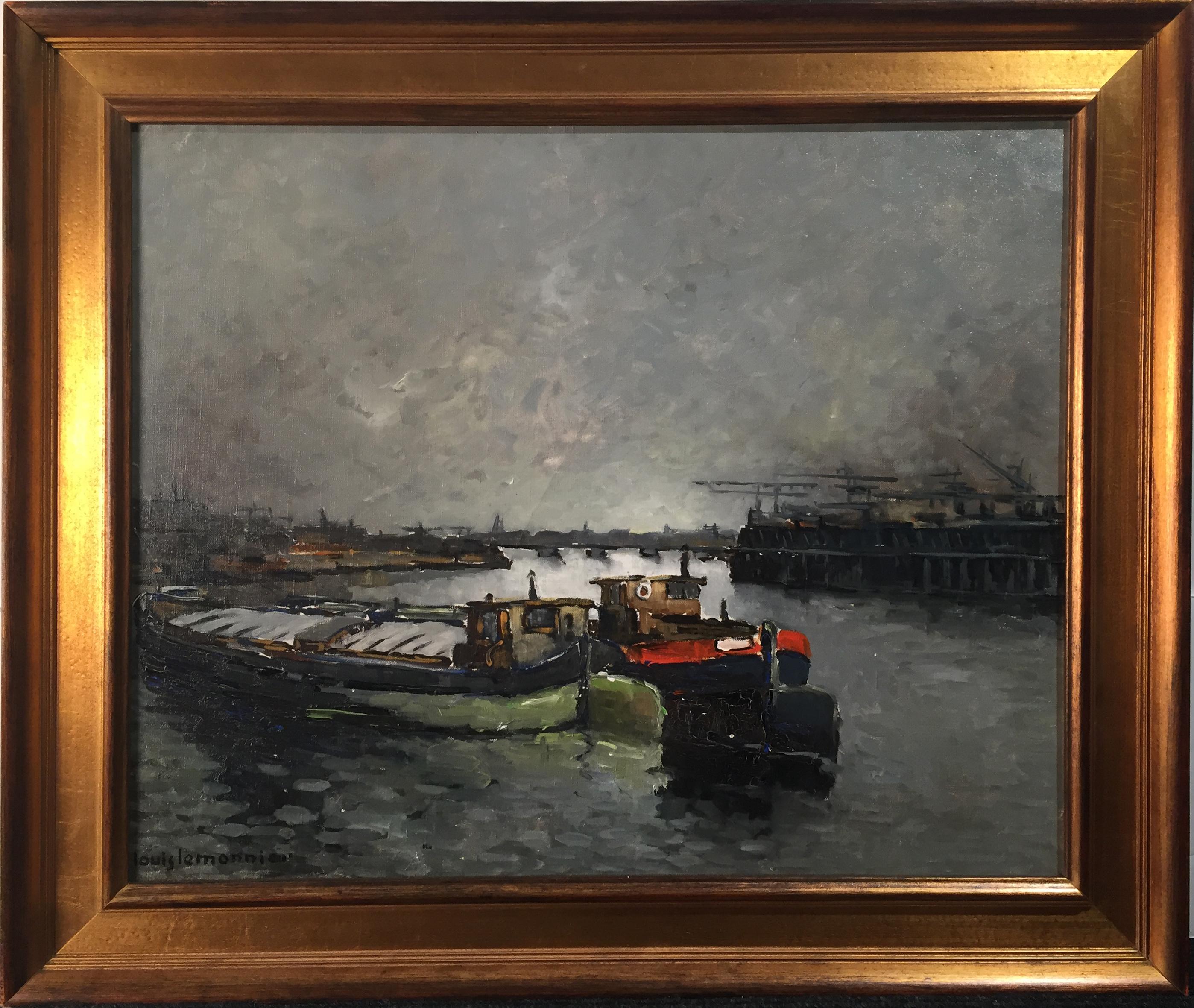 Louis-Auguste Lemonnier - "Soir a Charenton" Oil on Canvas 20 x 24 For ...