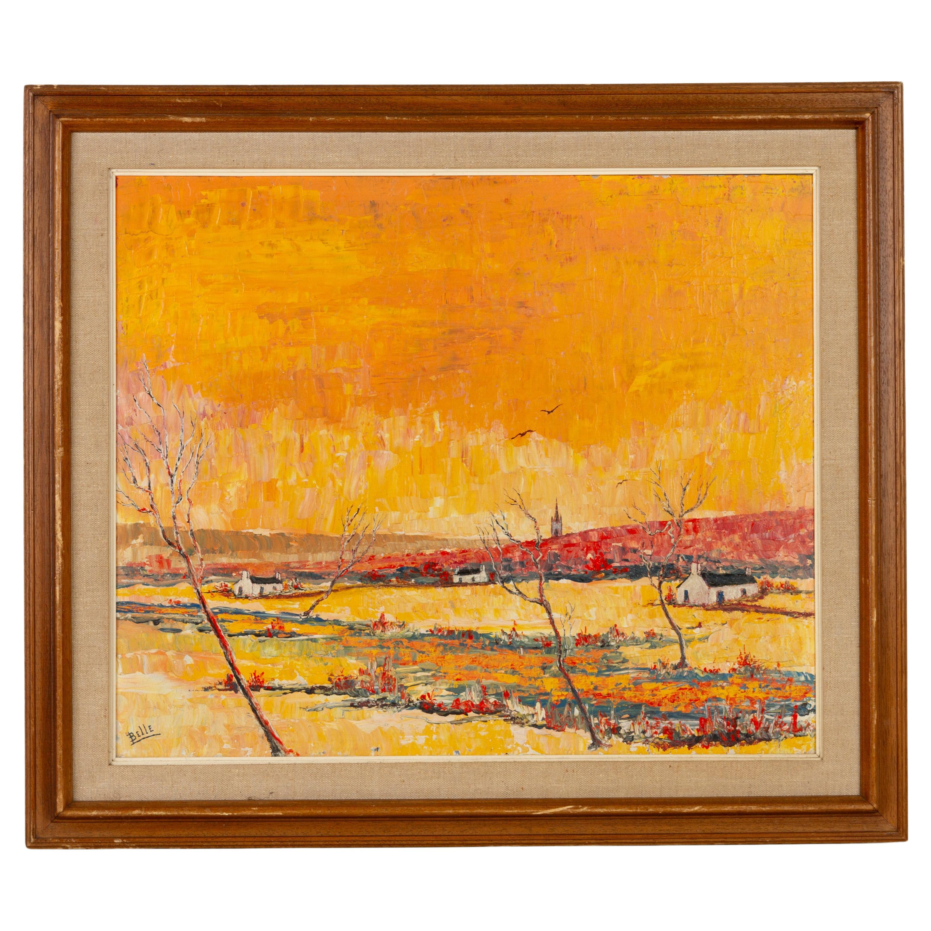 Louis Belle Signed Belgian Landscape Painting Late 20th Century For ...