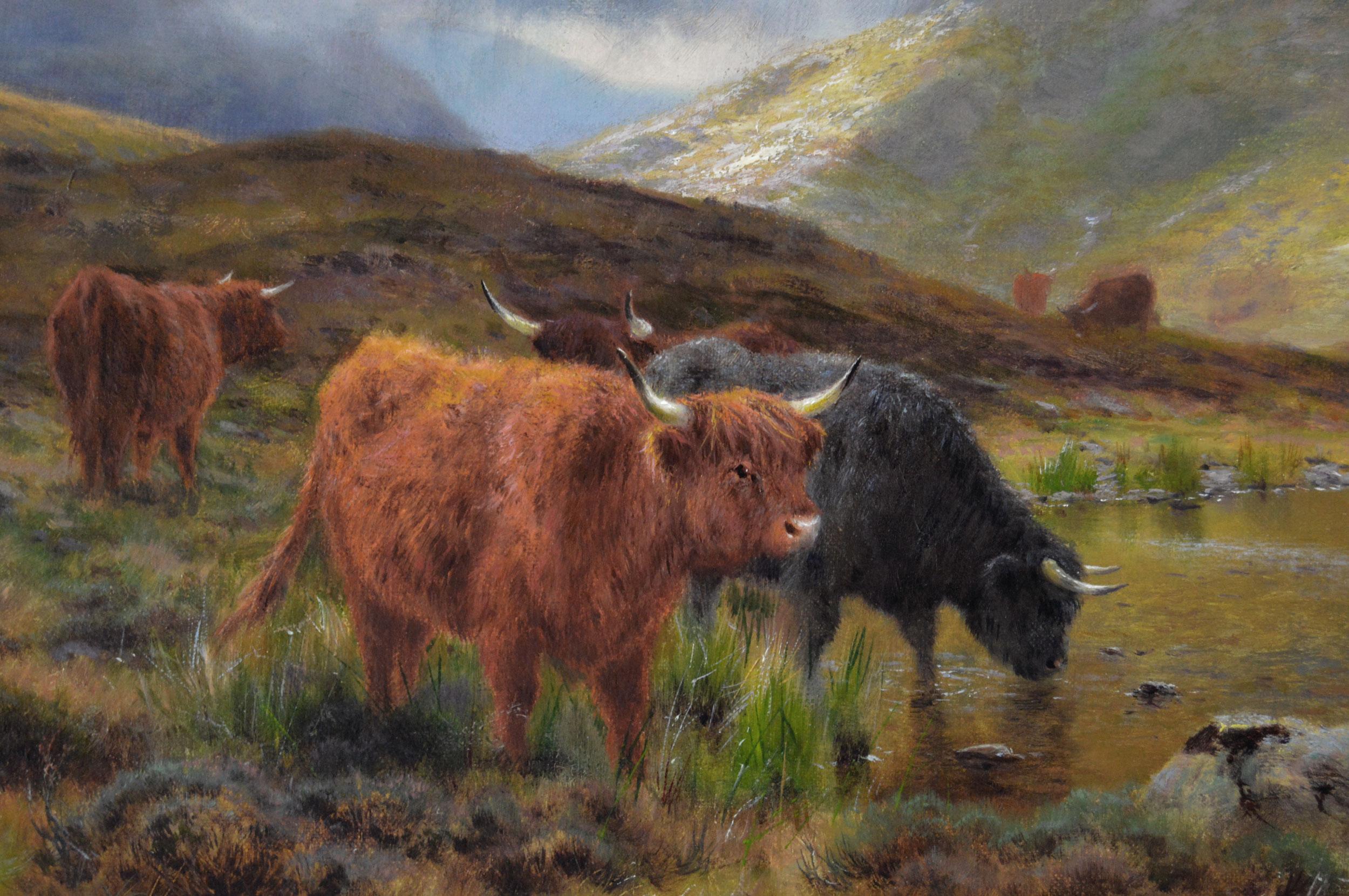 Louis Bosworth Hurt - 19th Century landscape animal oil painting of ...
