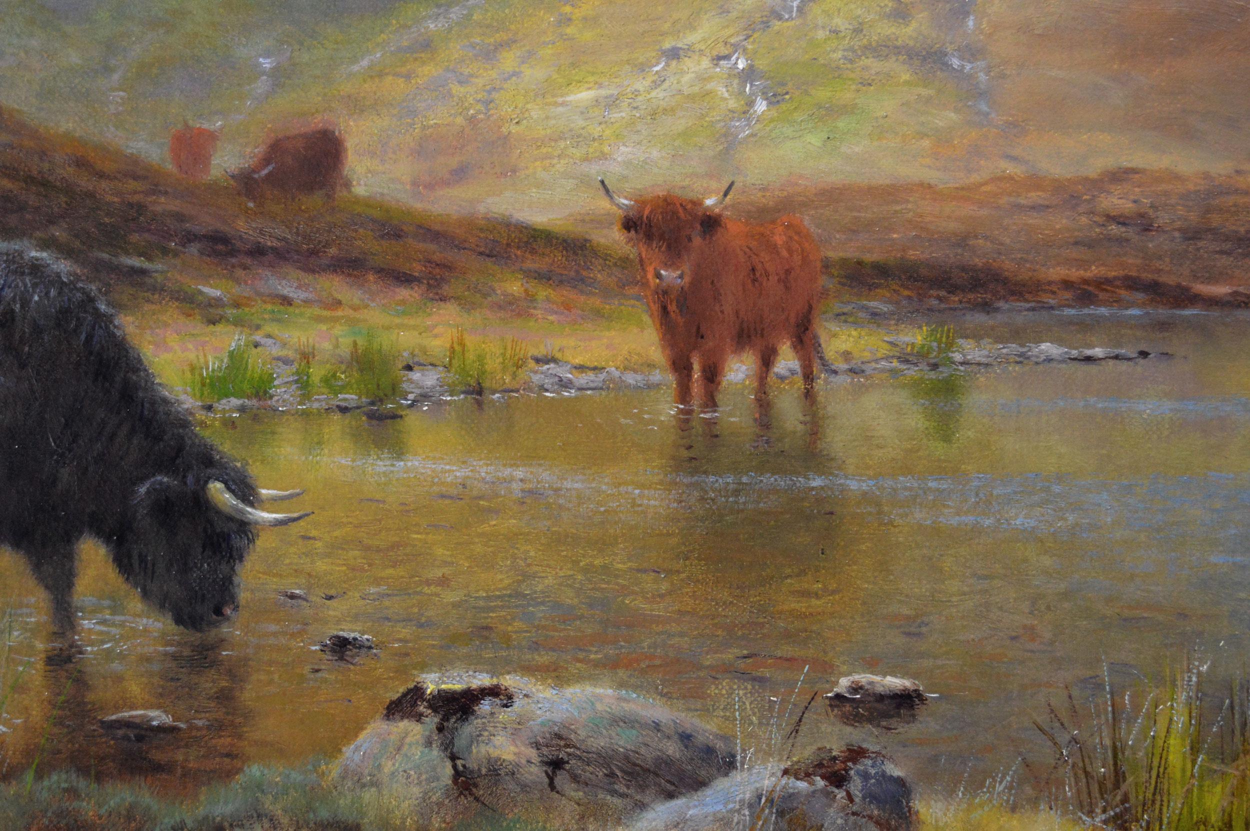 Louis Bosworth Hurt - 19th Century landscape animal oil painting of ...