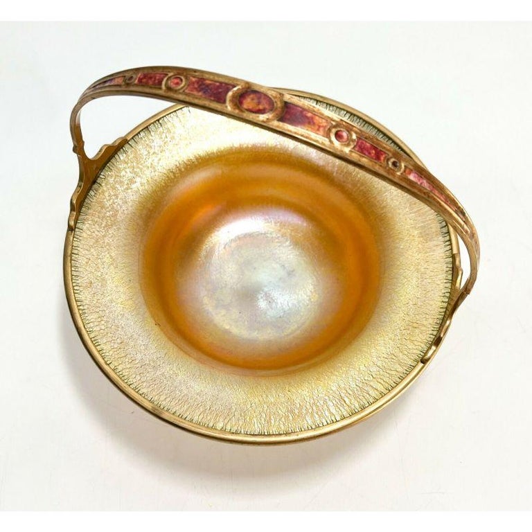 Louis C. Tiffany Furnaces Iridescent Glass Favrile and Gilt Bronze ...