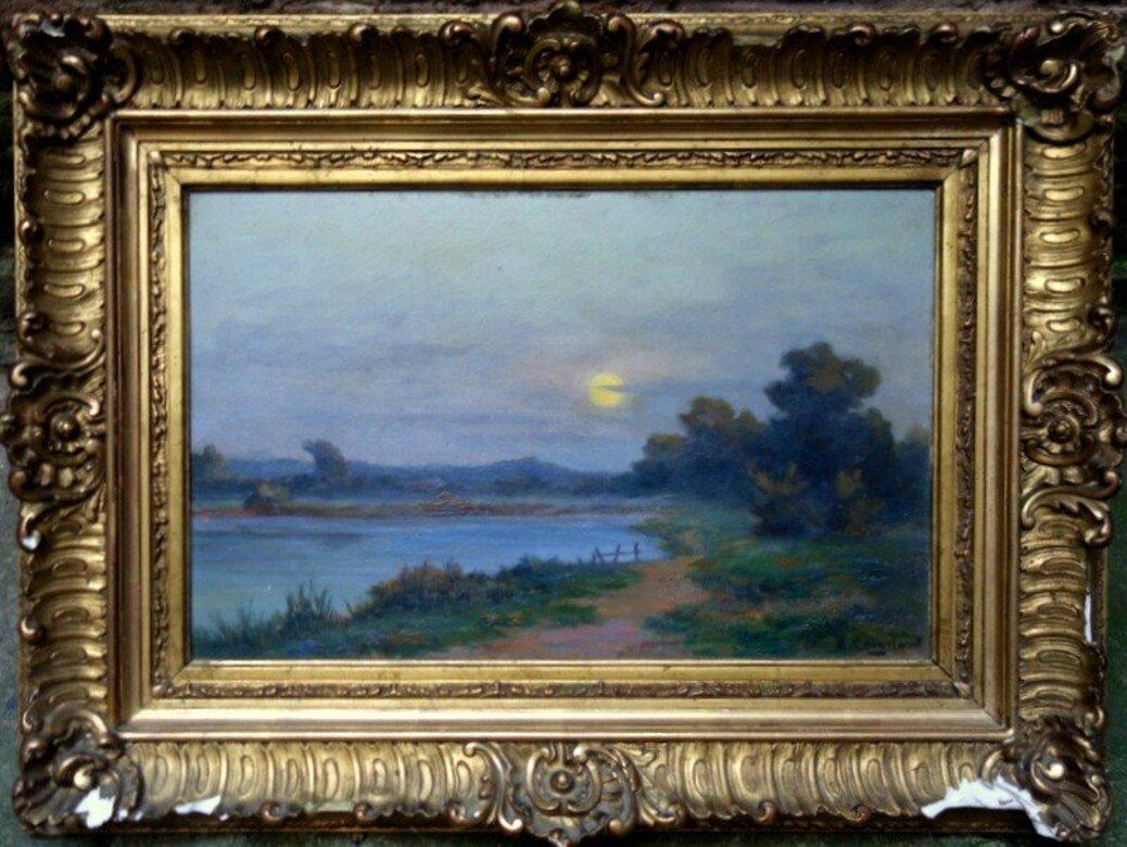 Émile Louis Thivier - Pine Trees, Original Oil on Panel, Impressionist ...