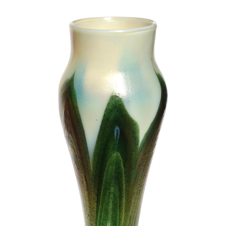 Louis Comfort Tiffany Studios Favrile Tall Pulled Feather Vase For Sale ...
