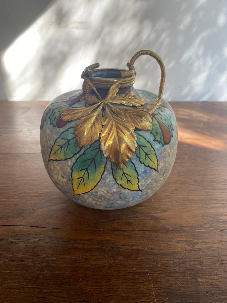 Louis Dage, Art Deco Vase in Céramique and Bronze, circa 1920/1930 For ...