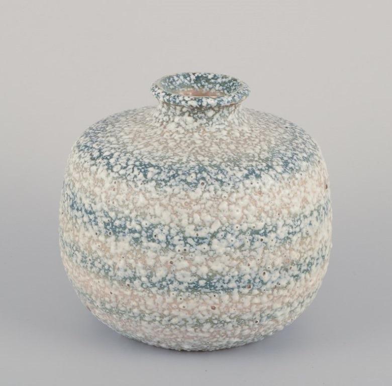 Louis Dage, French ceramist. Unique ceramic vase. Glaze in blue and ...