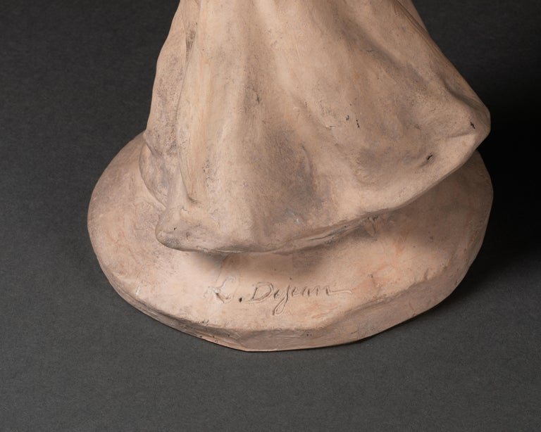 Louis Dejean (1872-1953) : "Elégante"- Epreuve en Terre Cuite Patinée ...