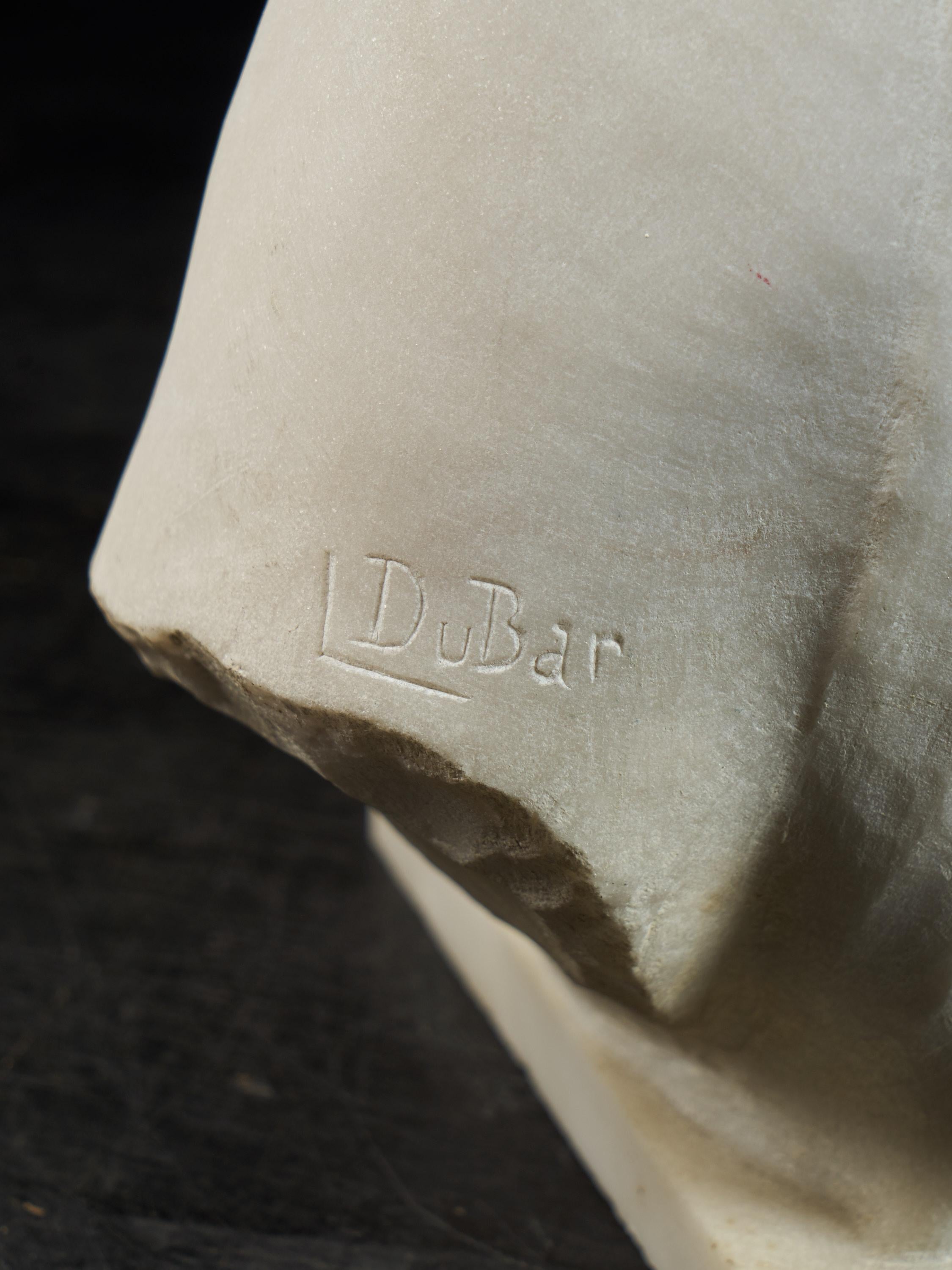 Louis Dubar, Marmor Buste of Female Head, Signed For Sale at 1stDibs