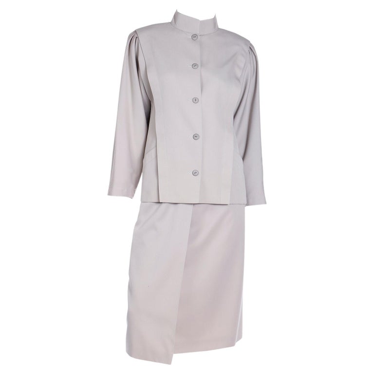 Louis Feraud 2 Piece Tan Jacket and Wrap Skirt Suit For Sale at 1stDibs