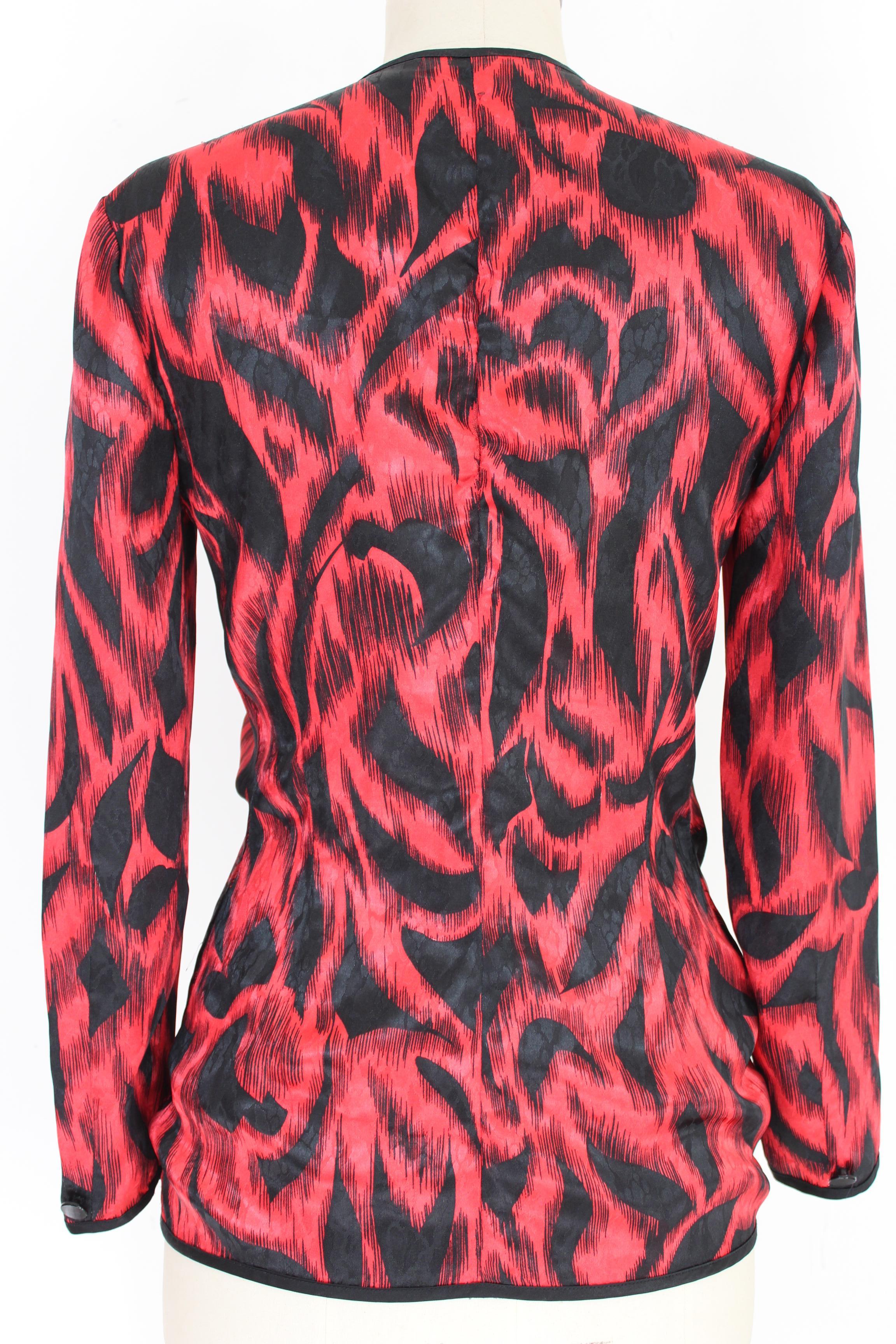 Louis Feraud Red Black Silk Floral Evening Shirt at 1stDibs