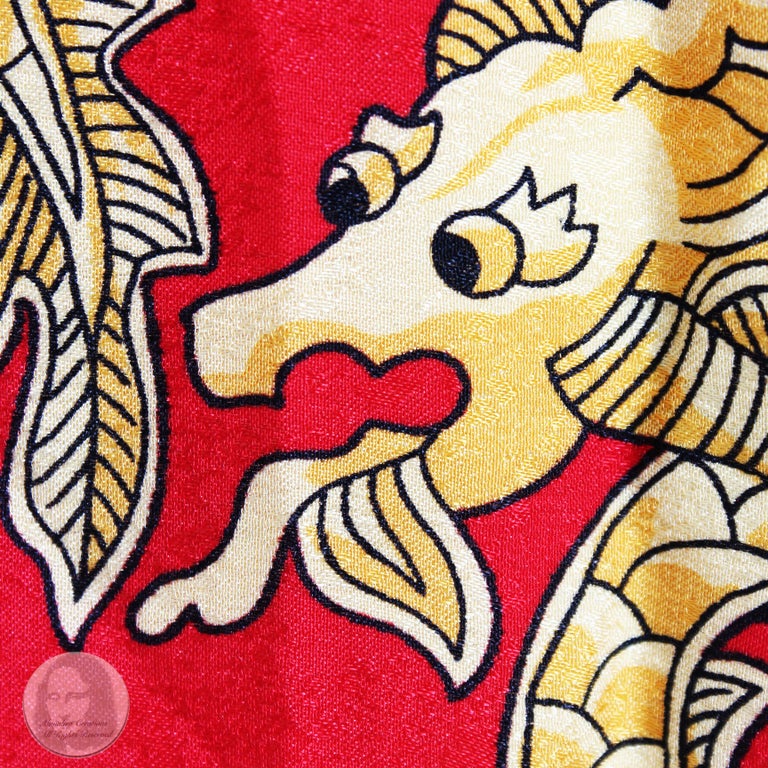 Louis Feraud Silk Jacquard Scarf Shawl Dragon Motif 34in Rare Vintage ...