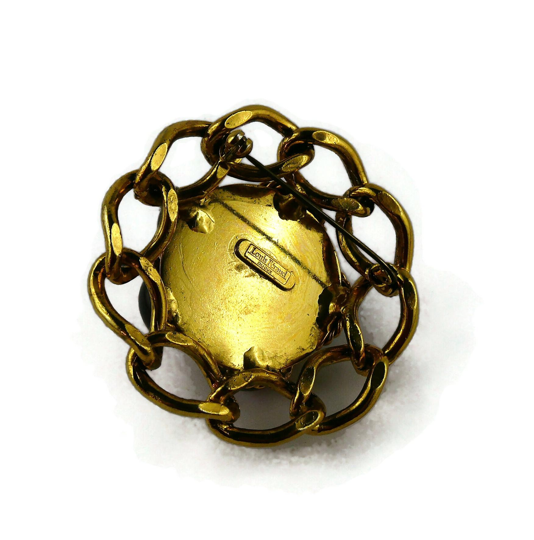 Louis Feraud Vintage Massive Multicolored Glass Cabochons Domed Brooch ...