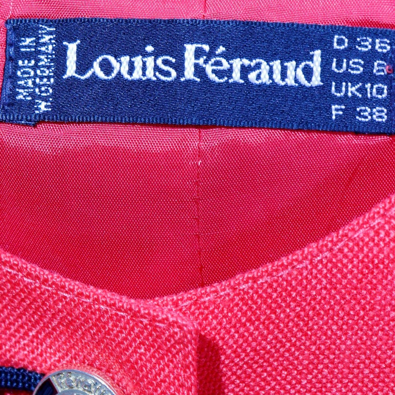 Louis Feraud Vintage Red Short Sleeve Jacket For Sale at 1stDibs