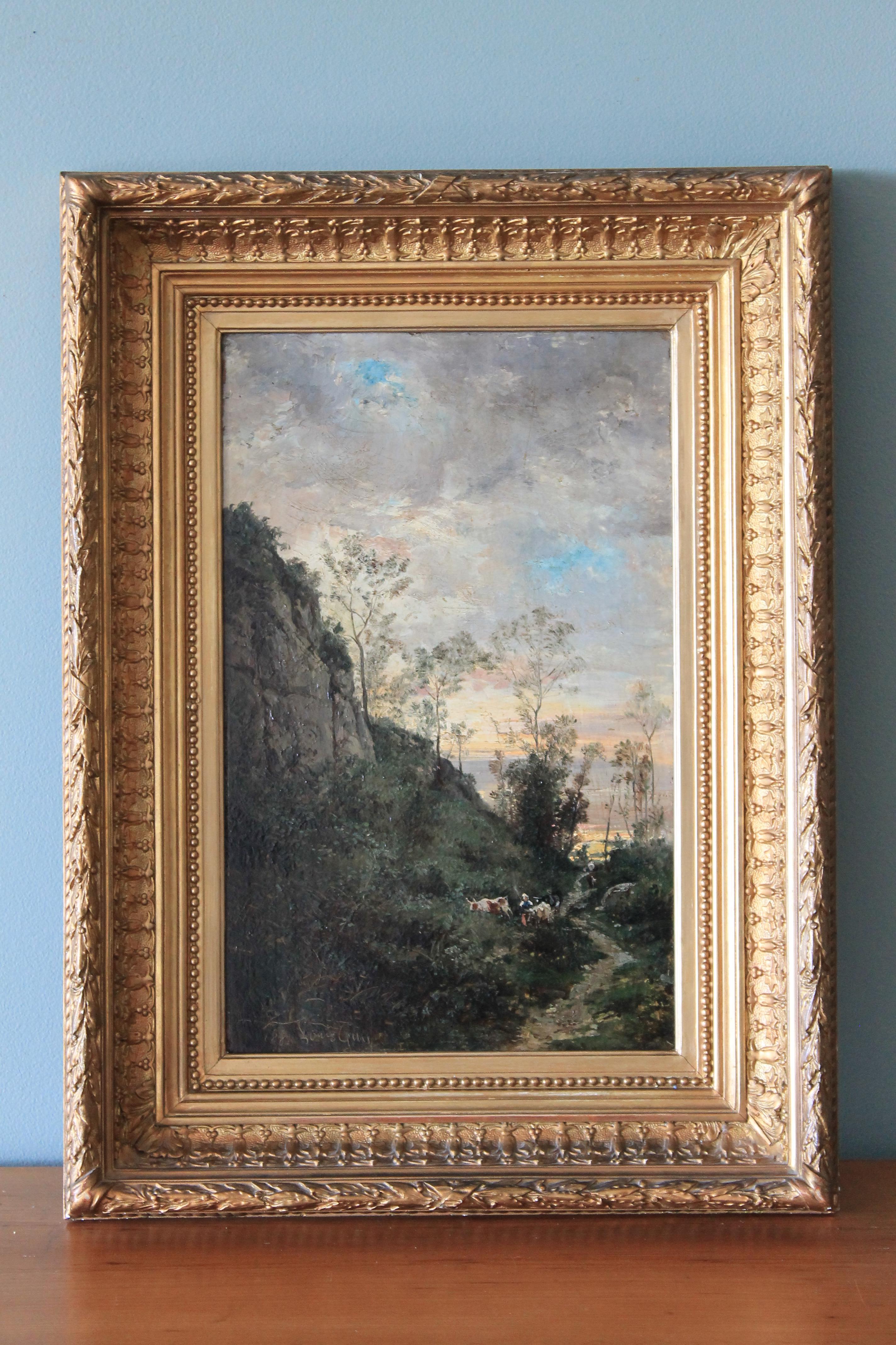 louis guy - Antique French Barbizon Coastal Landscape Oil painting ...