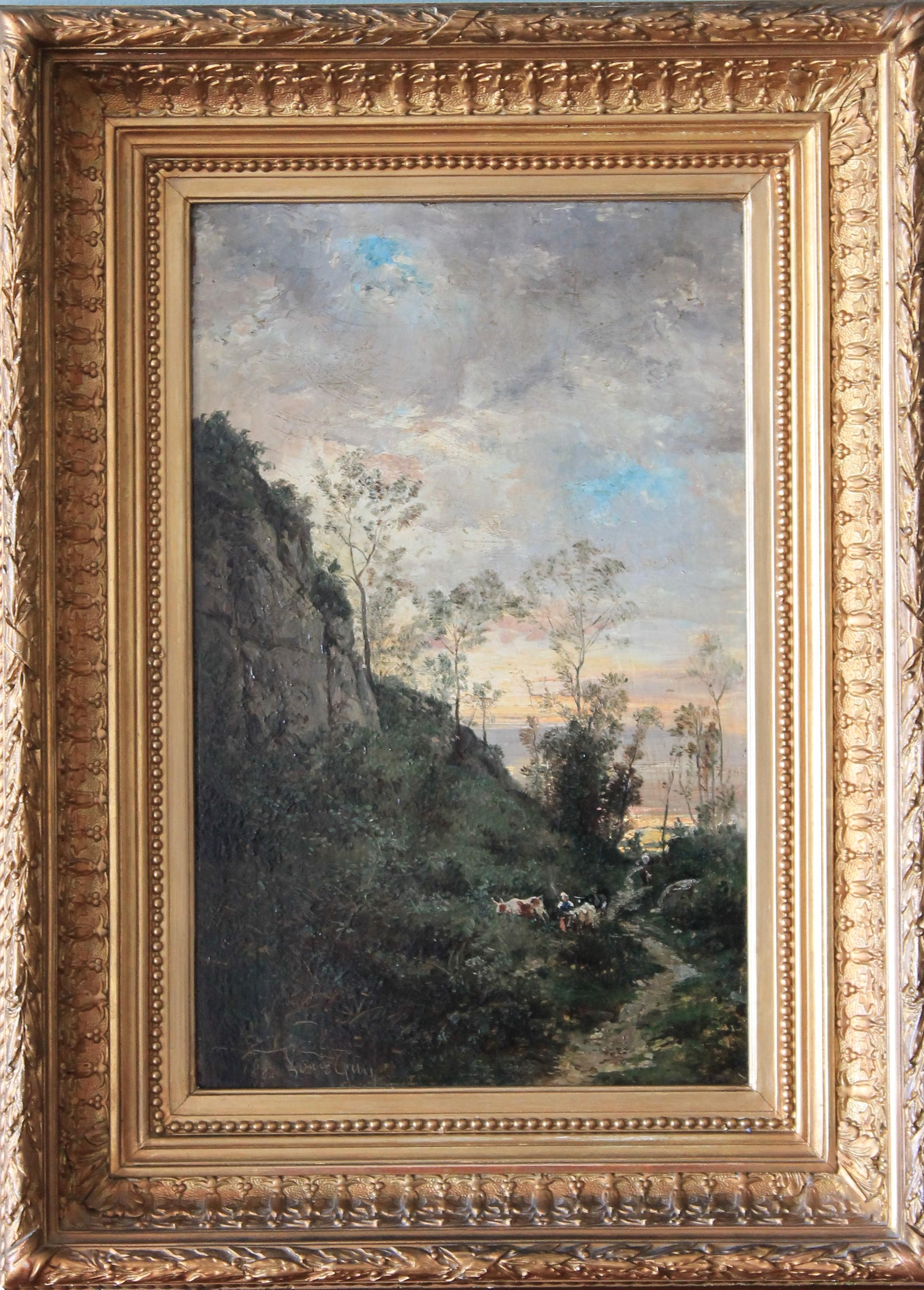 louis guy - Antique French Barbizon Coastal Landscape Oil painting ...