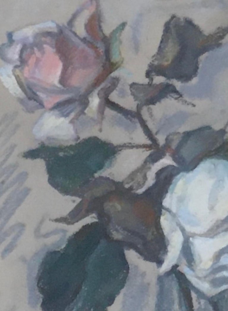 Louis Henri Salzmann - Two roses in vase For Sale at 1stDibs