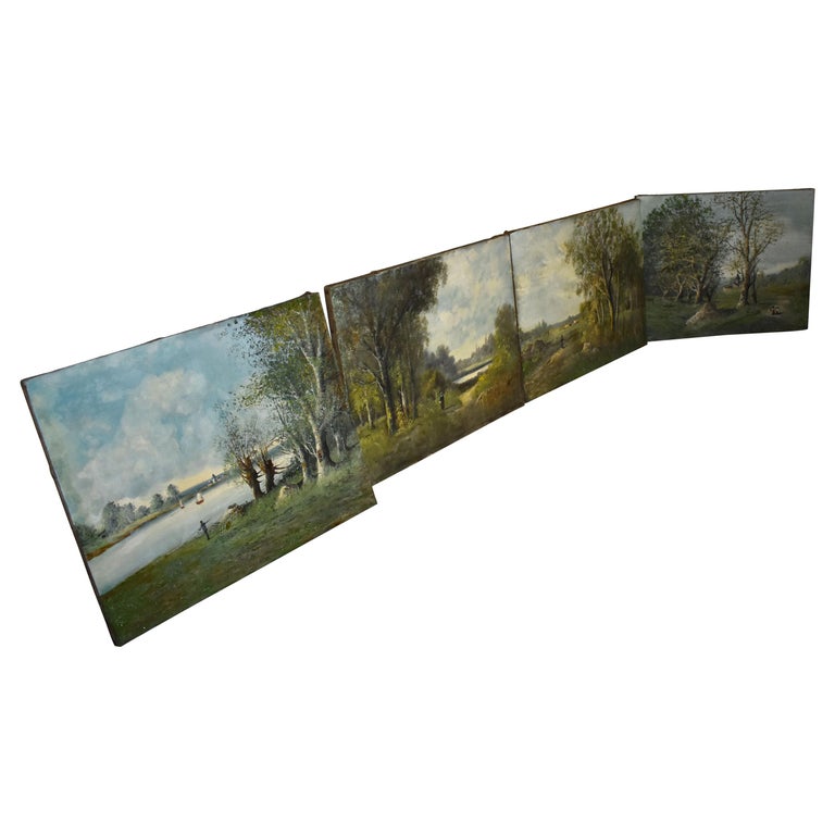 Louis Henry 19th Century Set of Four Landscape Signed Paintings For ...