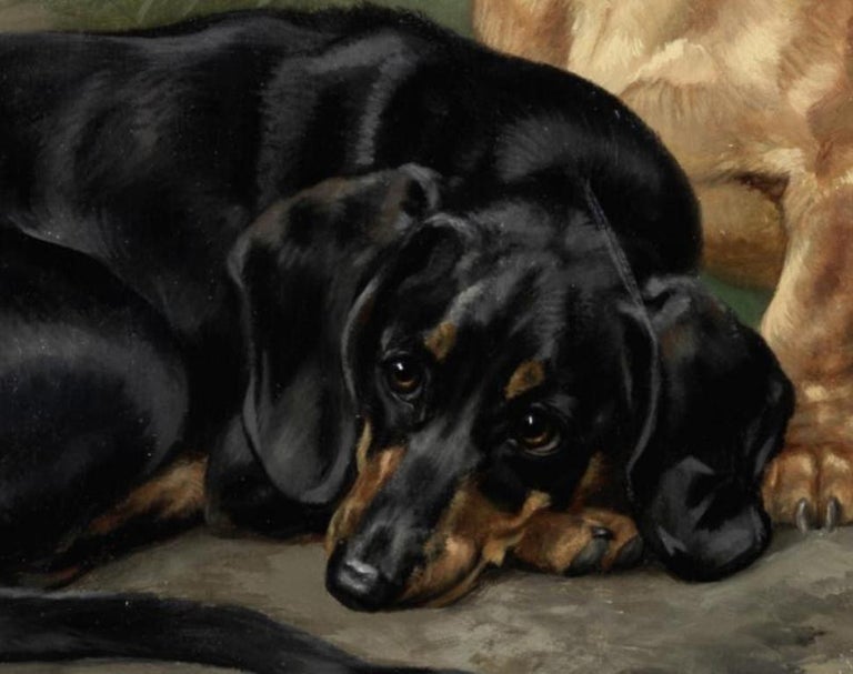 Louis Henry Weston Klingender - Two Dachshunds In A Landscape Louis ...
