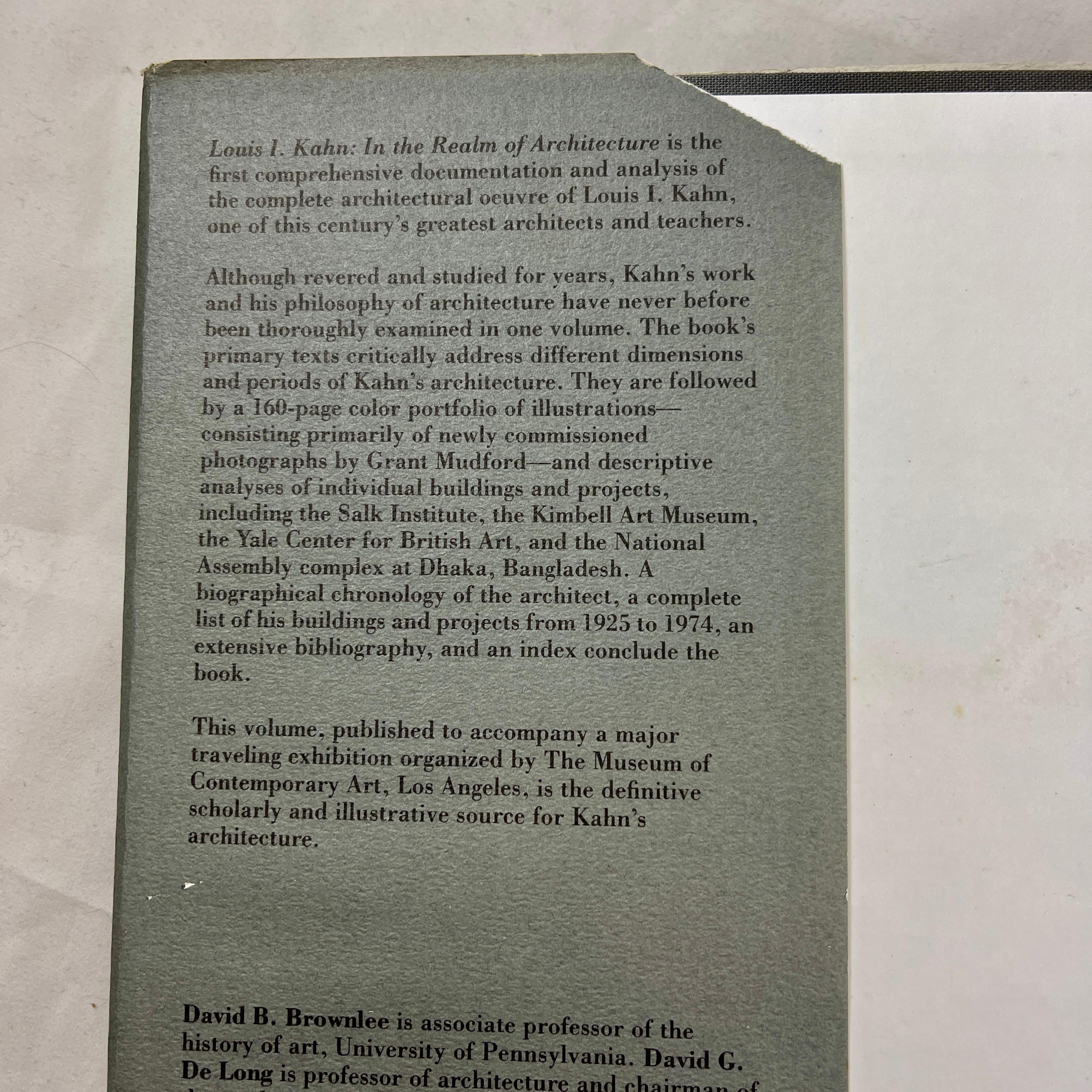 Louis i. Kahn: in the Realm of Architecture Coffee Table Book – 1st Edition 1991 at 1stDibs