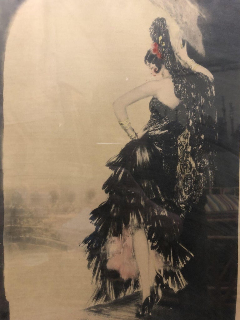 Louis Icart Colored Etching "Seville" in Original Frame For Sale at 1stDibs