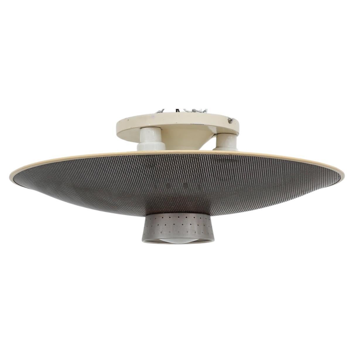 Louis Kalff for Philips Flush Mount Ceiling Lamp with Perforated Shade ...