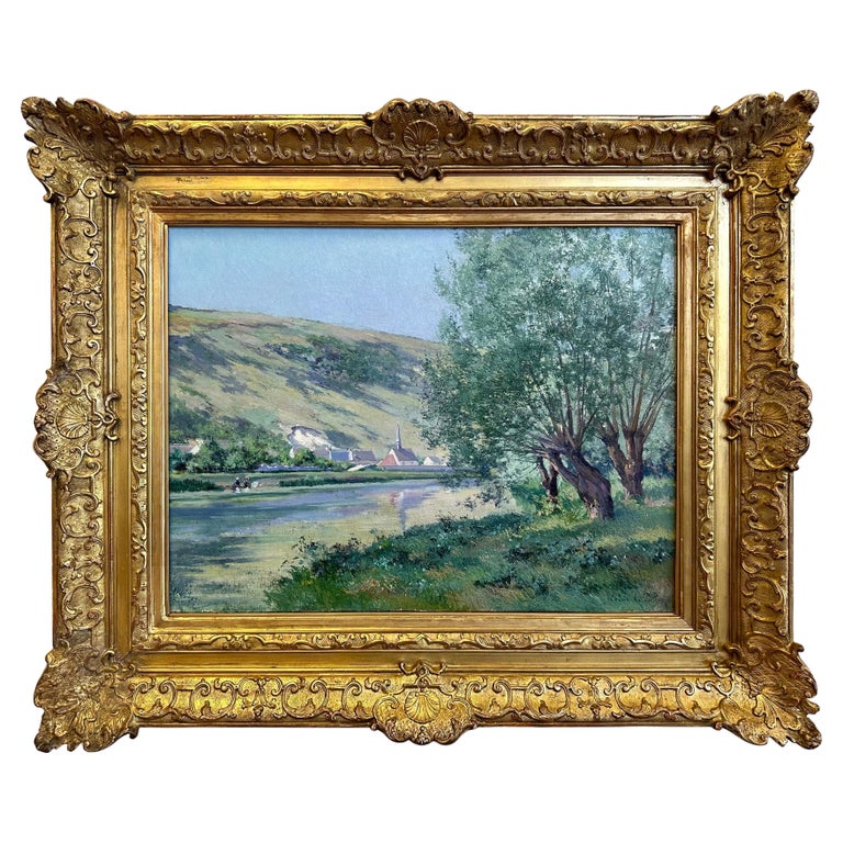 Louis Le Poittevin, River Landscape Oil Painting in Giltwood Frame ...