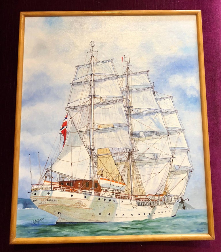 Louis Letouche - Christian Radich Ship, signed oil painting at 1stDibs