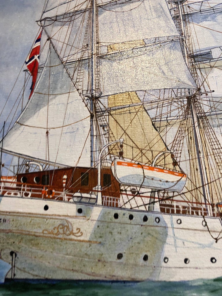 Louis Letouche - Christian Radich Ship, signed oil painting at 1stDibs