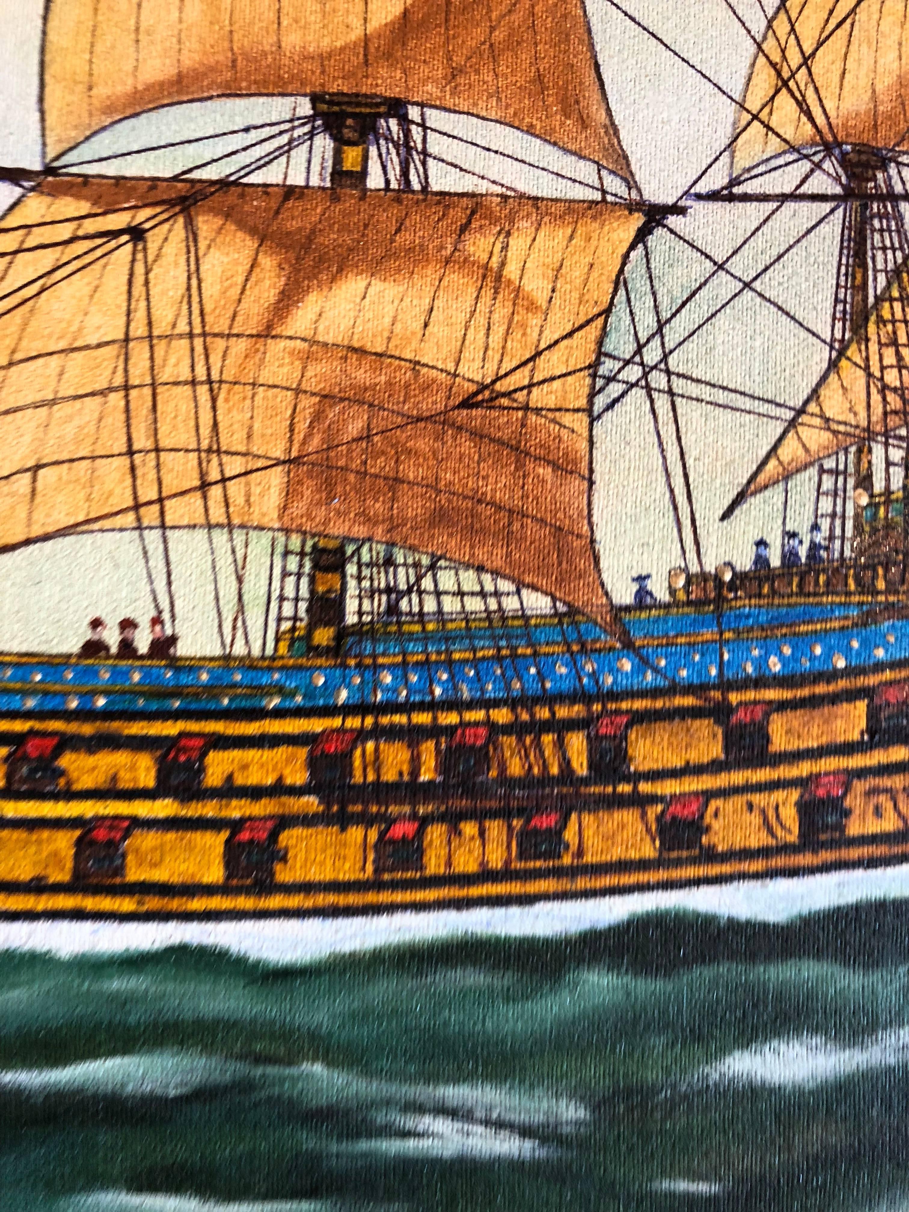 Louis Letouche - La Couronne Ship, signed oil painting at 1stDibs ...