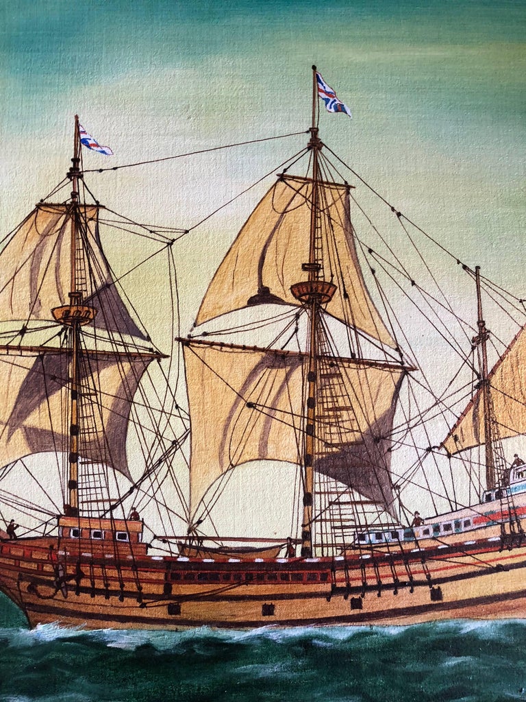 Louis Letouche - The Mayflower, signed oil painting at 1stDibs