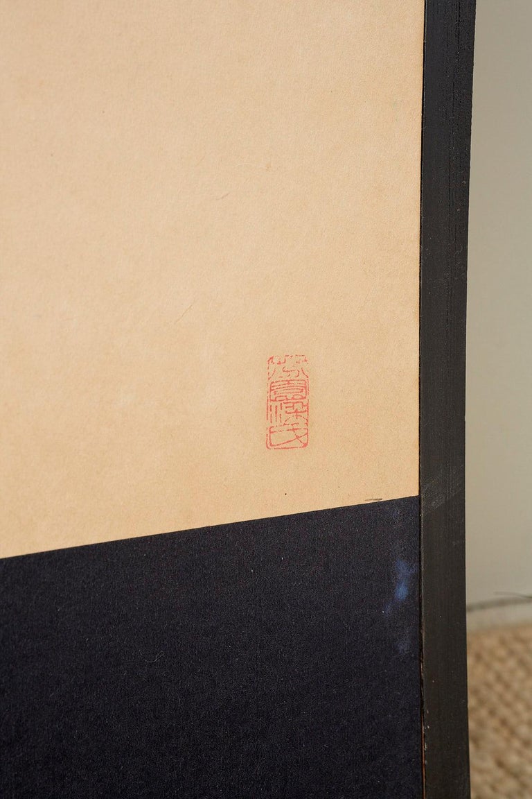 Louis Liang Chinese Six-Panel Woodblock Horse Screen at 1stDibs