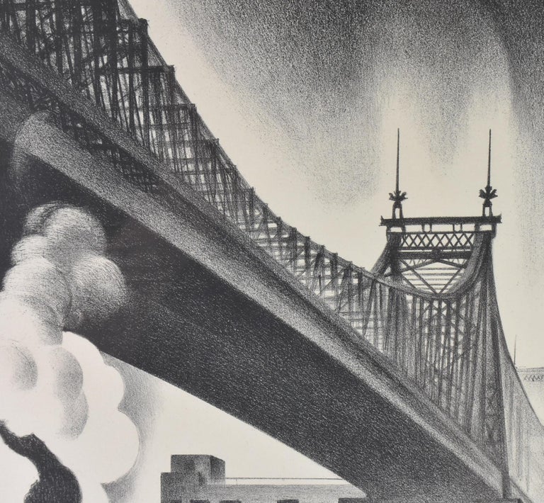 Louis Lozowick Queensboro Bridge N.Y. Lithograph on Paper For Sale at ...