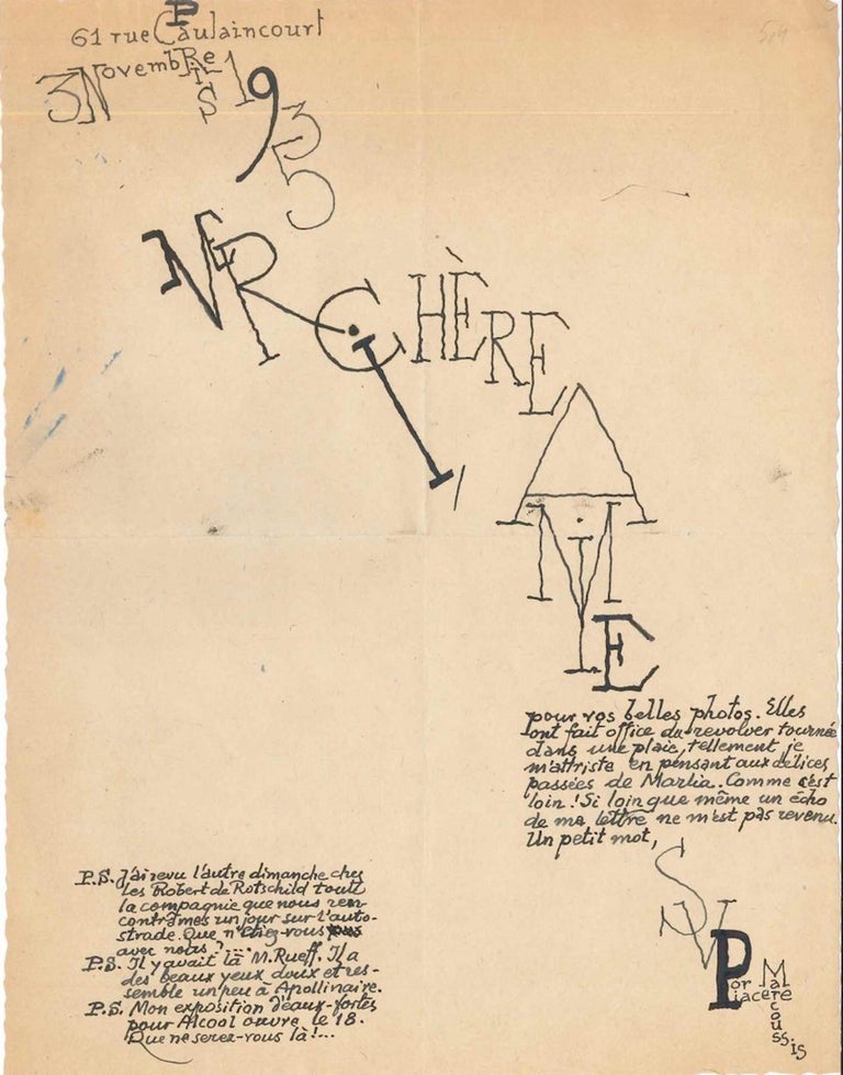 Louis Marcoussis - Letter from Louis Marcoussis - 1935 For Sale at 1stDibs