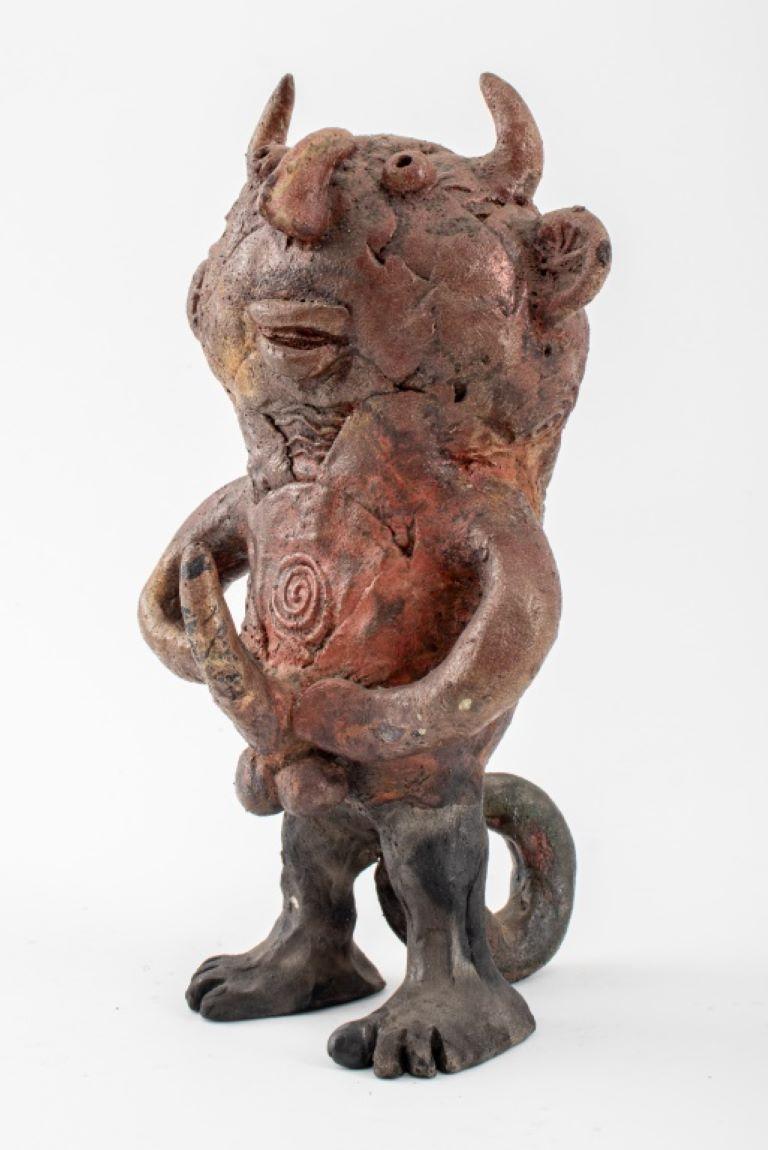 Louis Mendez Modern Ceramic Horned Figure For Sale at 1stDibs