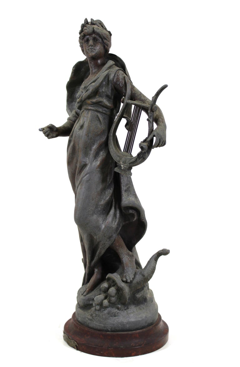 Louis Moreau 'Muse Champetre' French Belle Époque Metal Figure at 1stDibs